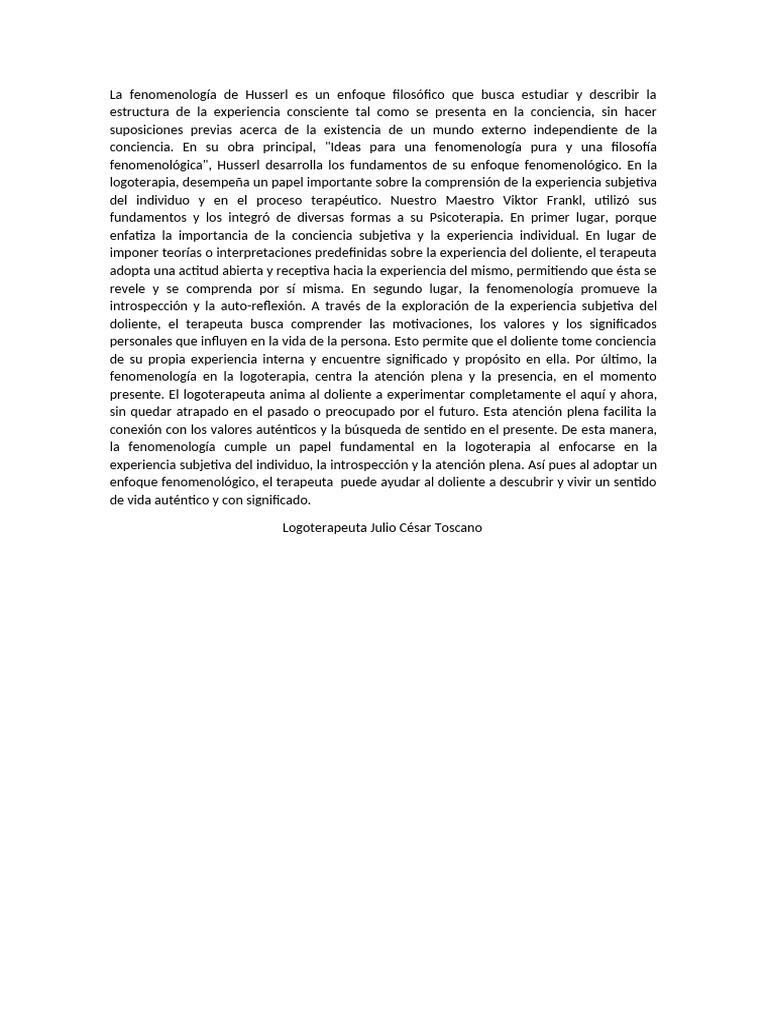 Julio César Toscano Logoteraputa | PDF