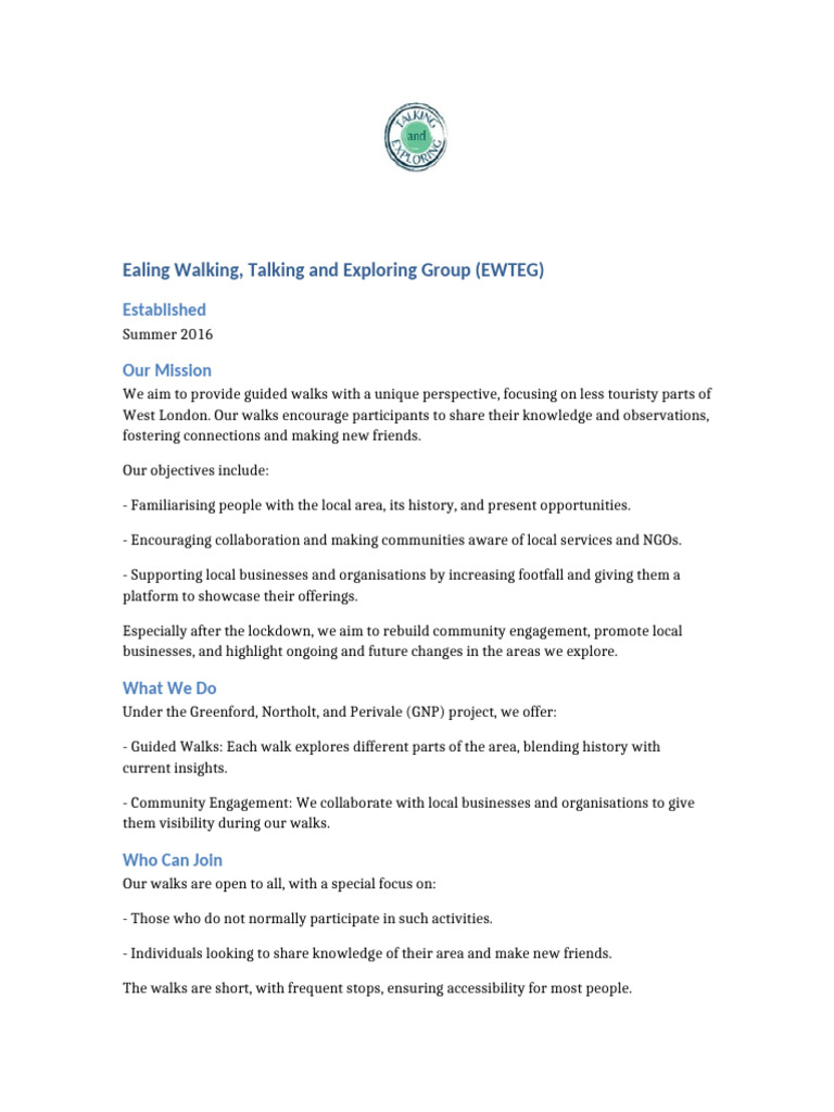 Ealing Community Guided Walking Group | PDF