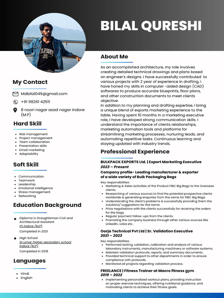 Bilal Qureshi: Architect & Marketer Profile | PDF | Technical Drawing | Marketing