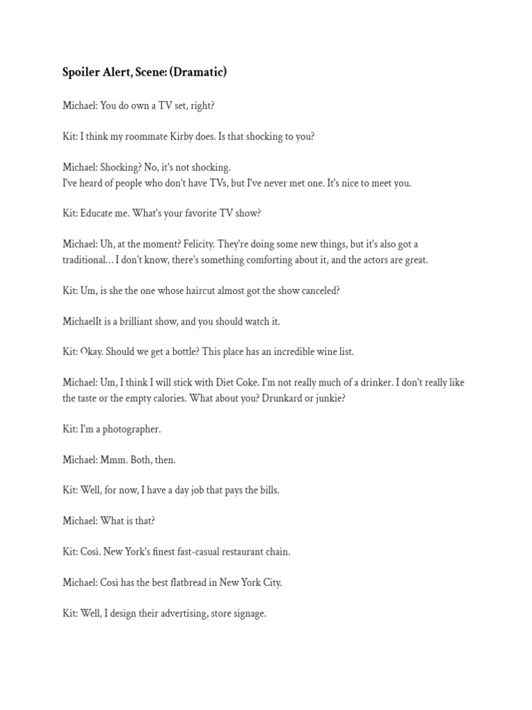 Spoiler Alert, Scene - (Dramatic) | PDF
