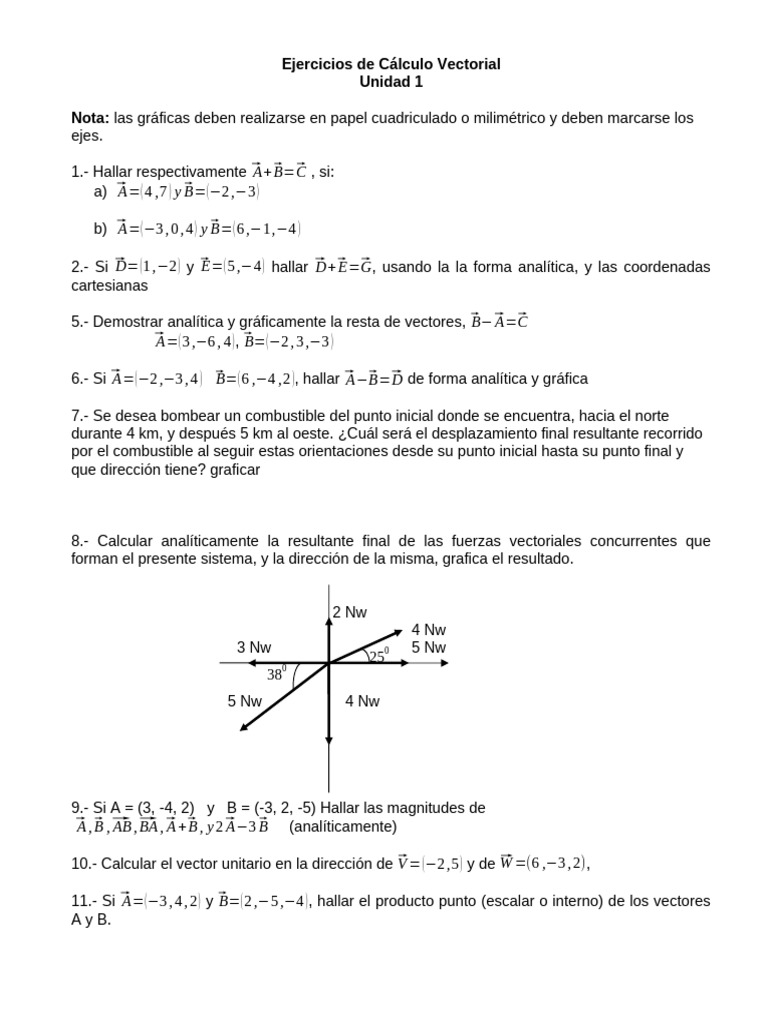 Ejercicios Cálculo Vectorial Unidad 1 13 de Febrero 2025 | PDF | Vector Euclidiano | Física