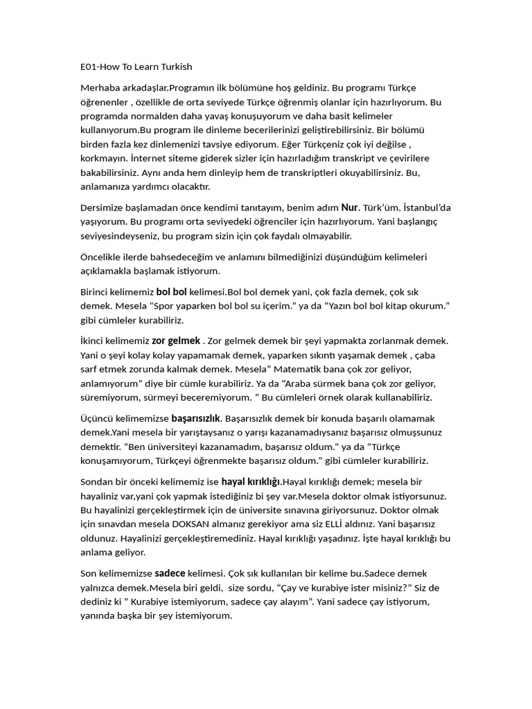 E01-How To Learn Turkish | PDF