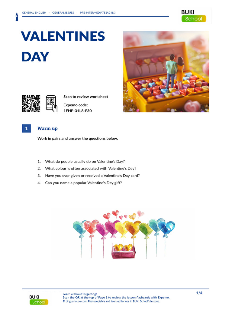 Valentines Day British English Student A2 B1 | PDF | Valentine's Day