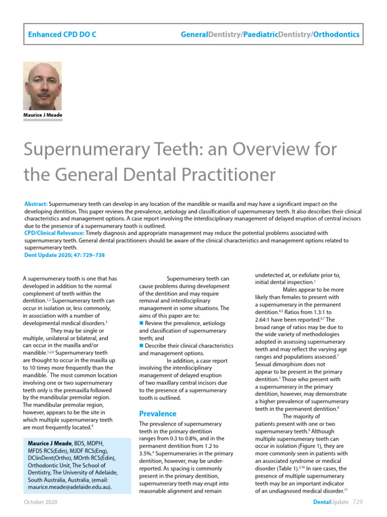 Supernumerary Teeth Overview for Dentists | PDF | Human Tooth | Dental ...