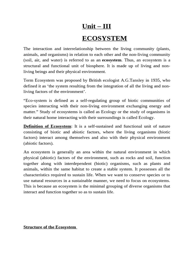 Unit - III EVS (1) | PDF | Food Web | Ecosystem