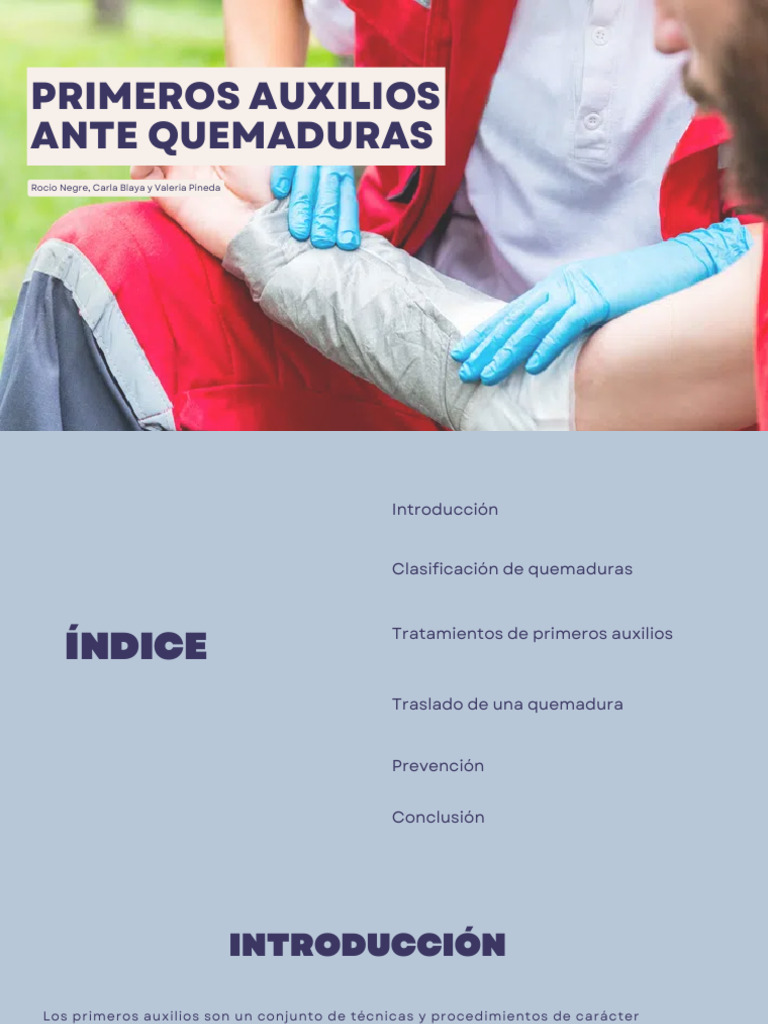 Guía de Primeros Auxilios para Quemaduras | PDF | Quemar | Primeros auxilios