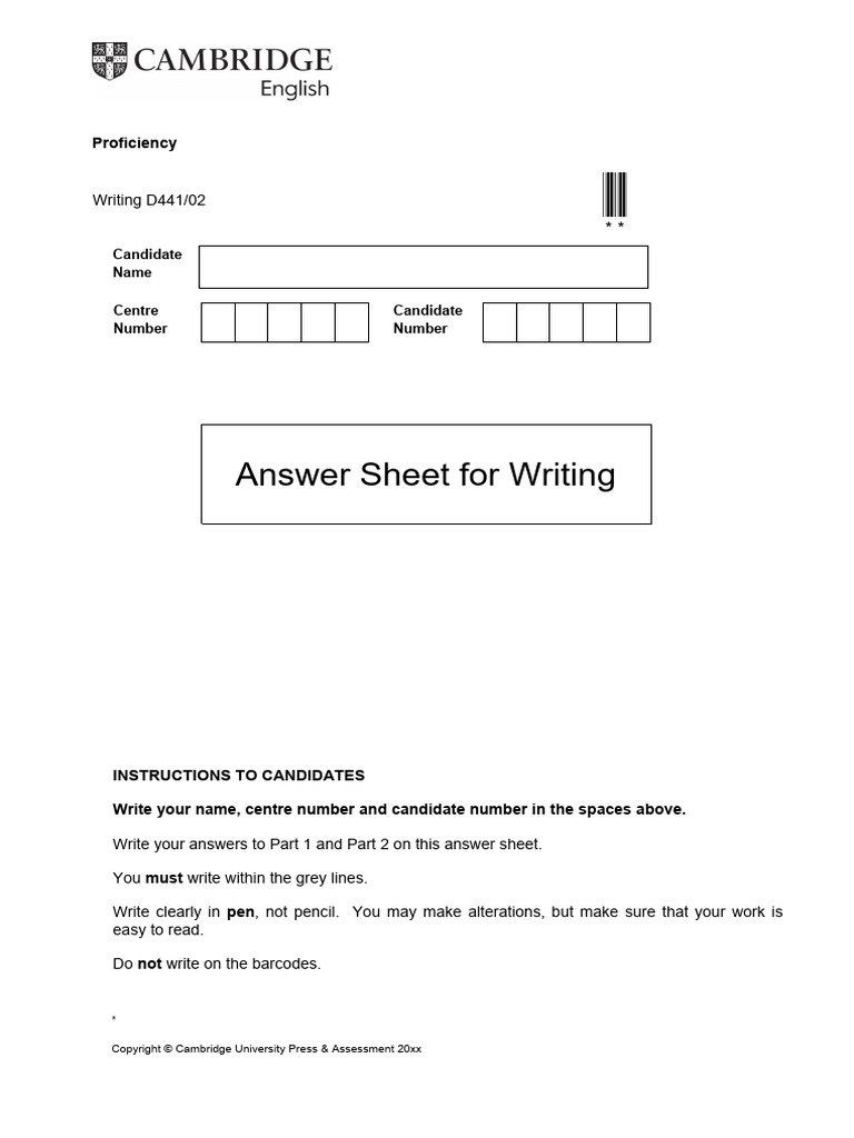 C2 Proficiency Writing Answer Sheet | PDF