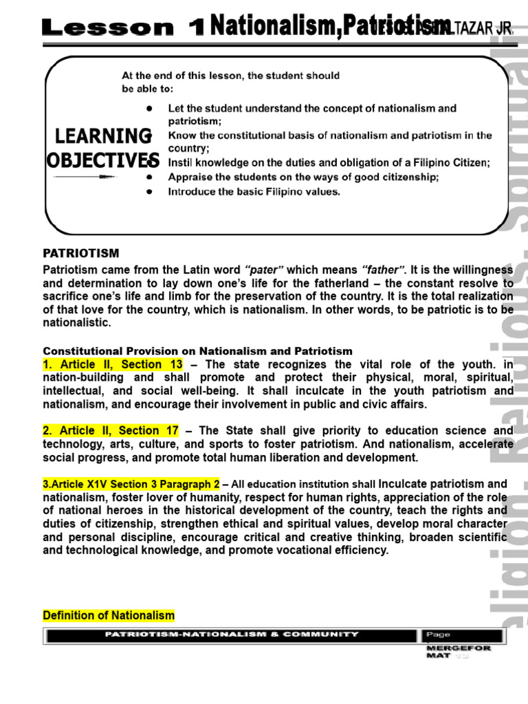 Module 1 - Patriotism and Nationalism | PDF | Social Psychology