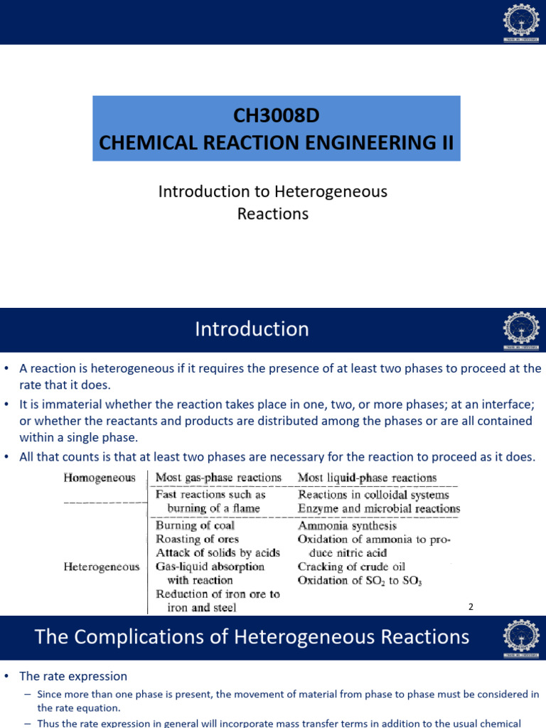 CRE II Heterogeneous Reactions Intro | PDF | Chemical Engineering ...