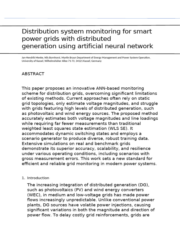 ANN-Based Monitoring for Smart Grids | PDF | Electrical Grid ...