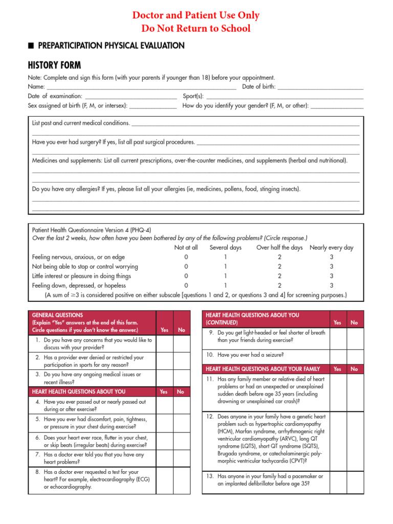 AUHSD Physical Examination Form 2022-2023 | PDF | Heart ...