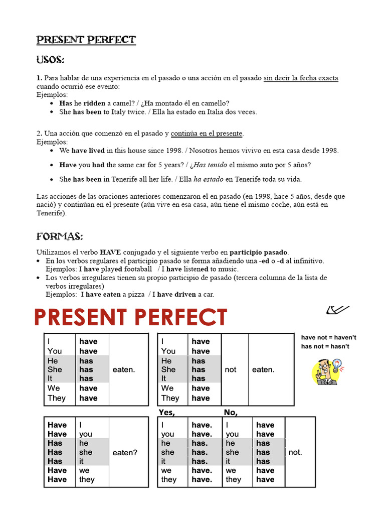 4º Eso-Present Perfect Explanation | PDF | Verbo