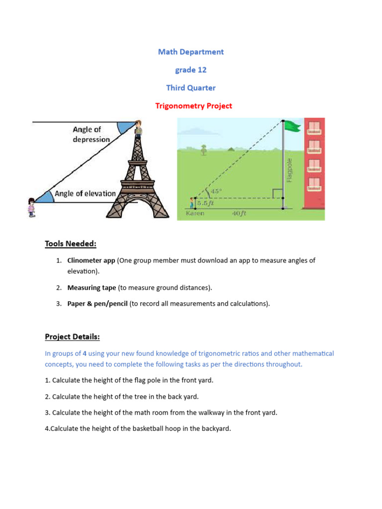 Grad 12 Math 3rd Quarter Project | PDF | Trigonometry | Accuracy And ...