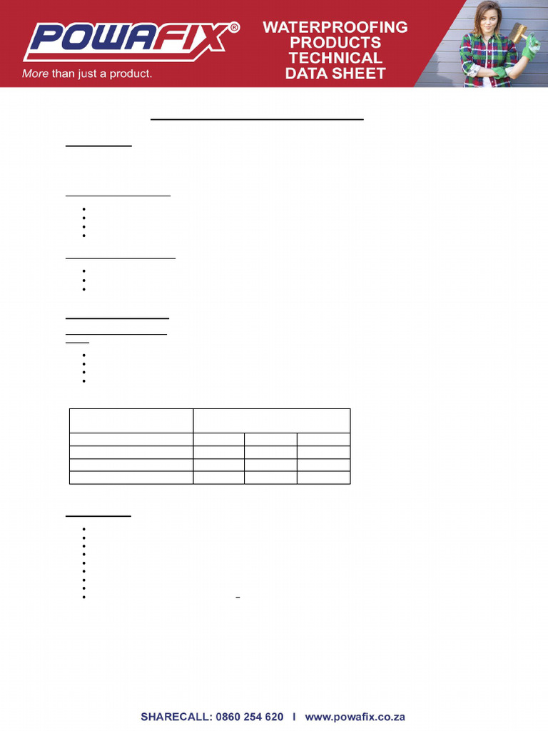 Powafix Cement Waterproofer 40 Guide | PDF | Cement | Water