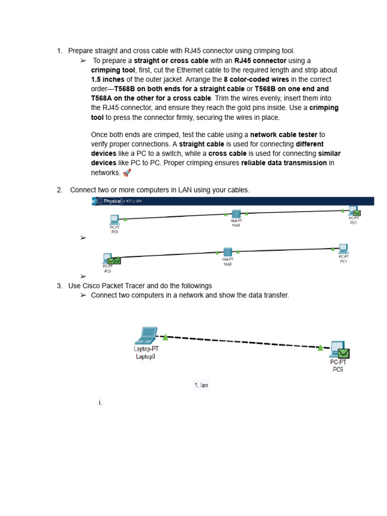 RJ45 Cable Crimping and LAN Setup Guide | PDF