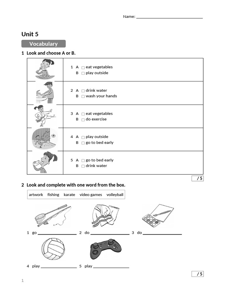 Unit 5 Vocabulary and Grammar Activities | PDF