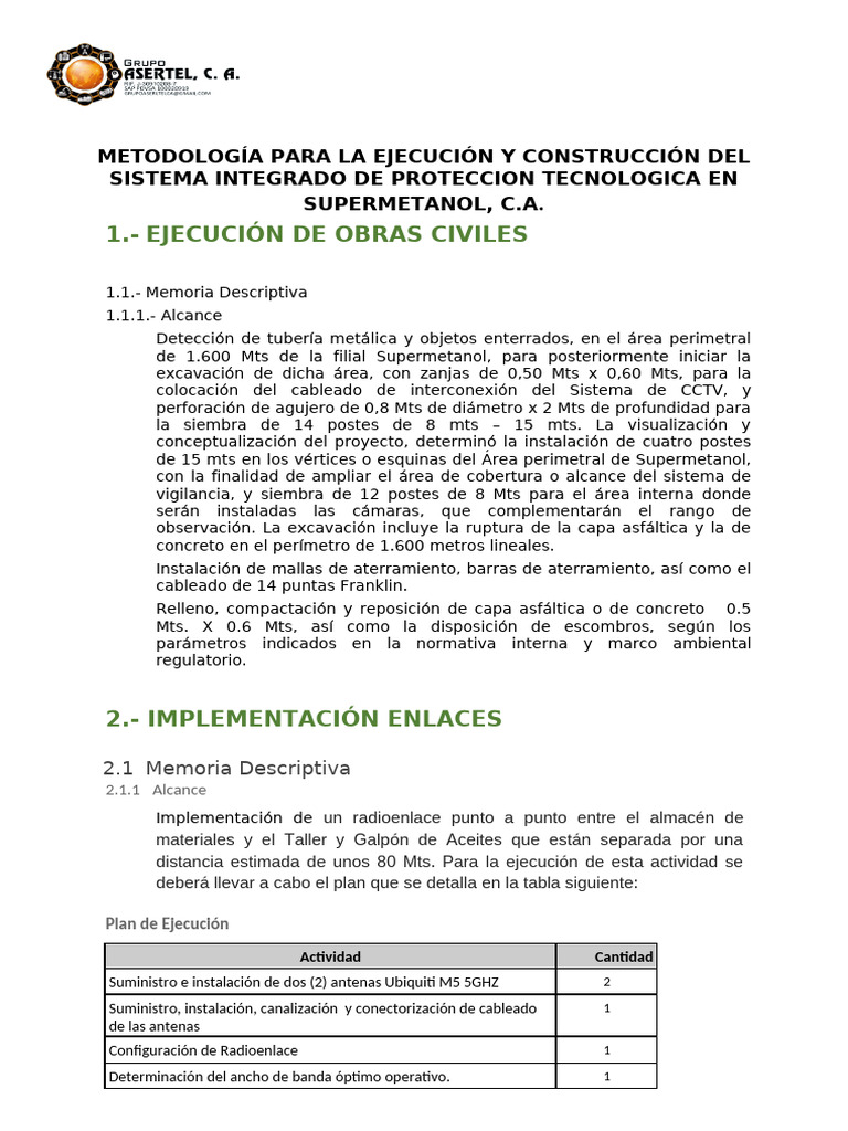 Metodología para La Ejecución y Construcción Del Trabajo - Supermetanol ...
