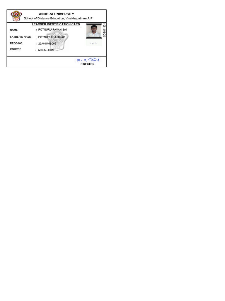 Idcard Sde011901 | PDF