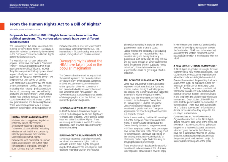 Key Issues From The Human Rights Act To A Bill of Rights | PDF | United ...