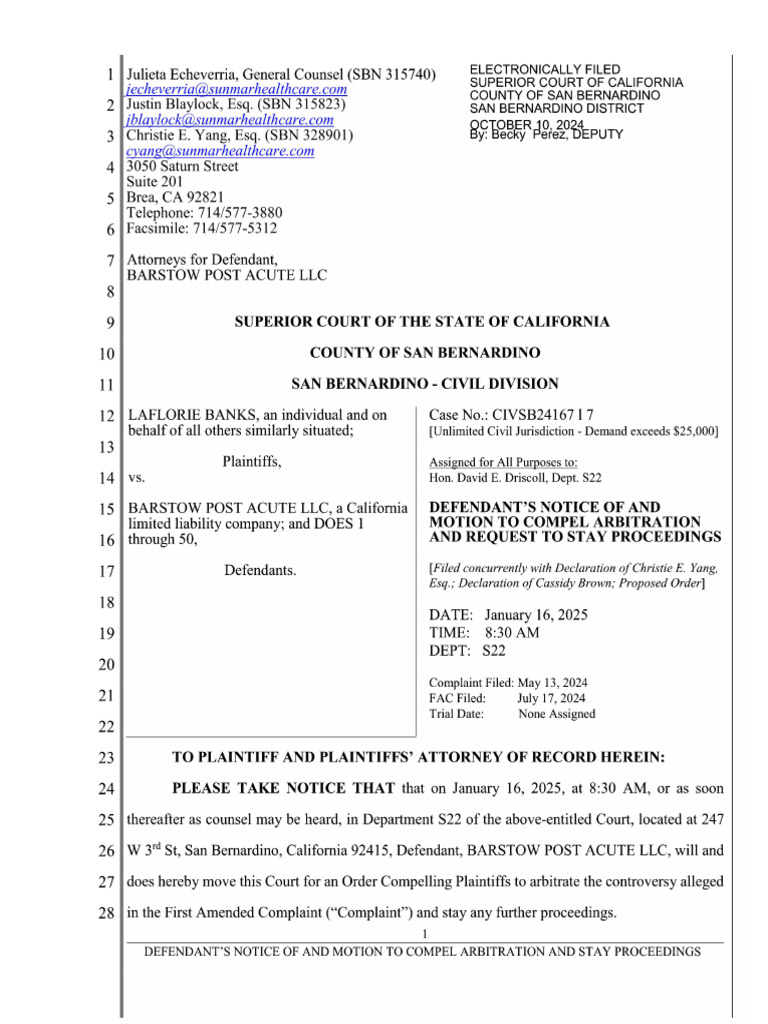 Motion To Compel Arbitration - San Bernardino - 2 | PDF | Arbitration ...