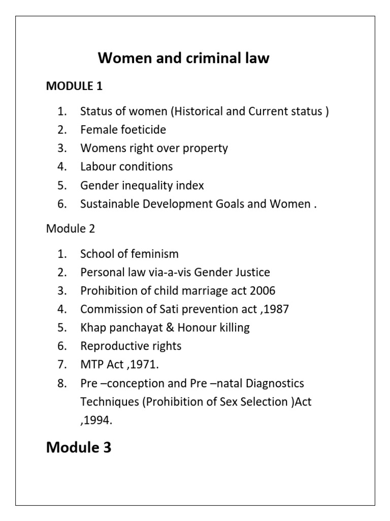 Women and Criminal La1-1 | PDF | Gender Studies | Feminism