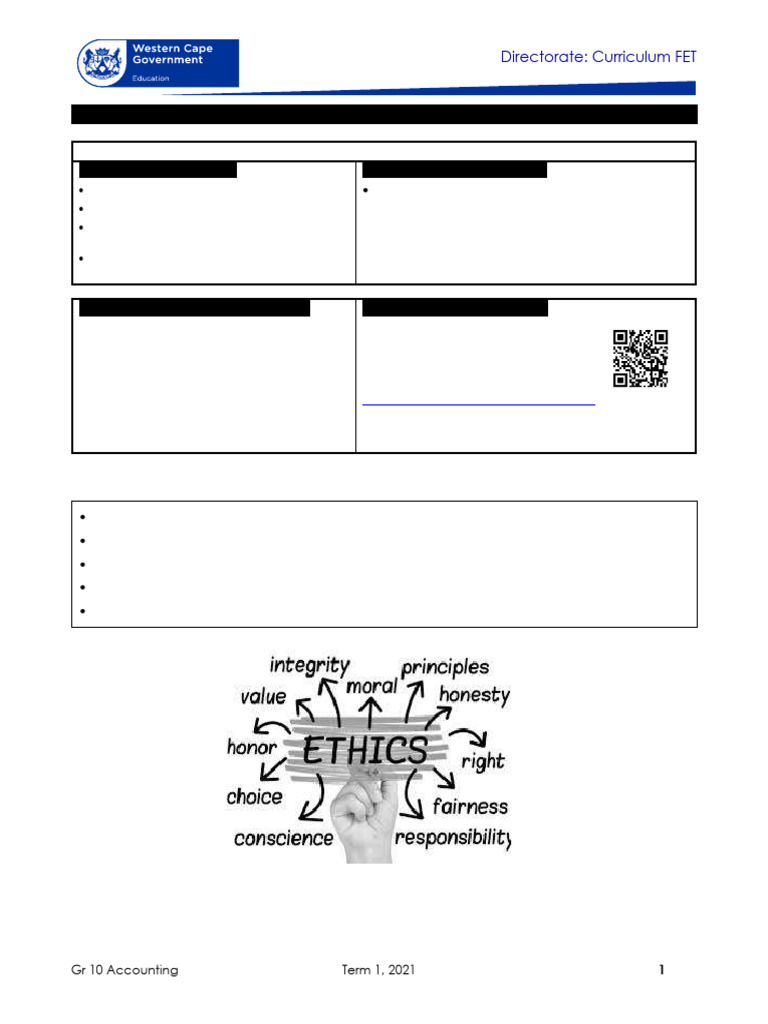 Acc Gr 10 T1 Week 1 | PDF | Internal Control | Accounting
