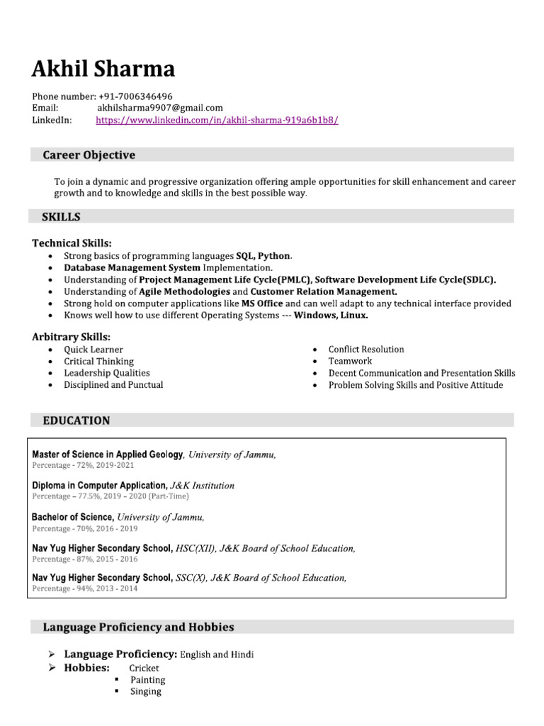 Resume Akhil Sharma 1 | PDF
