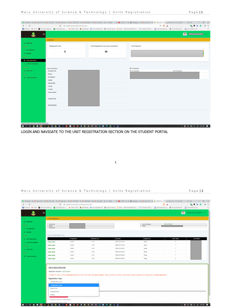 Unit Registration Manual Meru University | PDF