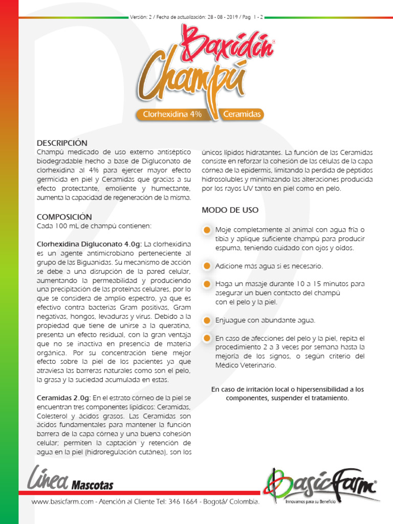 Champú Baxidin: Antiséptico y Hidratante | PDF | Las bacterias | Piel