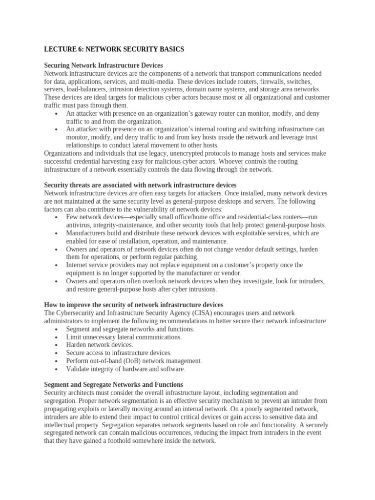 Lecture 6 Network Security Basics | PDF | Denial Of Service Attack | Security