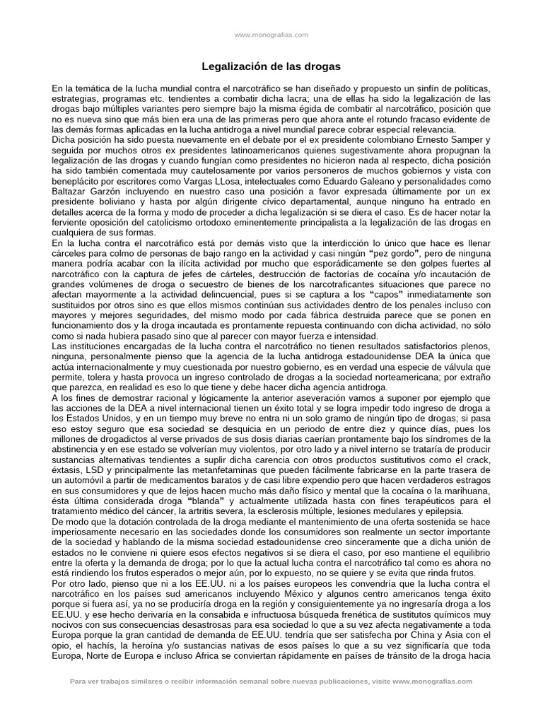Legalizacion Drogas | PDF | Comercio ilegal de drogas | La dependencia de sustancias
