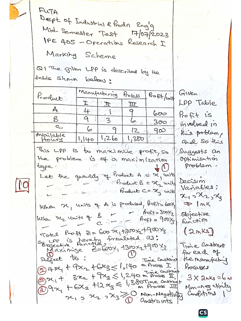 IPE 405 Solution To Test Question IPE 405 | PDF