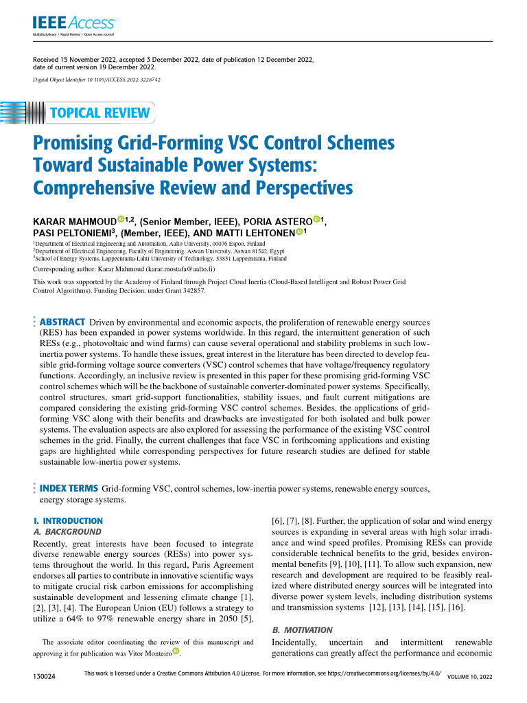 Promising Grid-Forming VSC Control Schemes Toward Sustainable Power ...