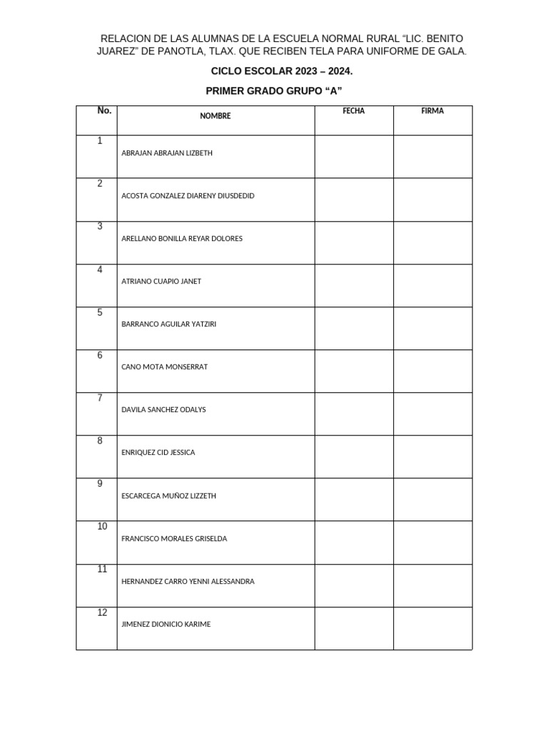 Primer Grado Listas 2024 | PDF