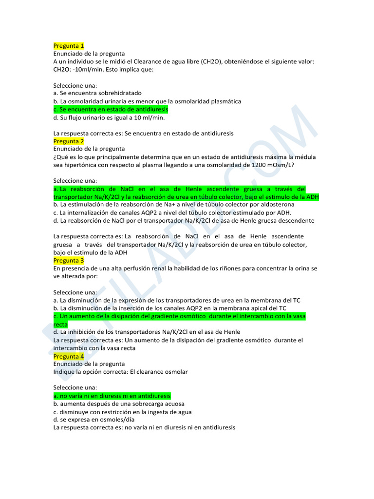 Mecanismos Renales en Antidiuresis | PDF