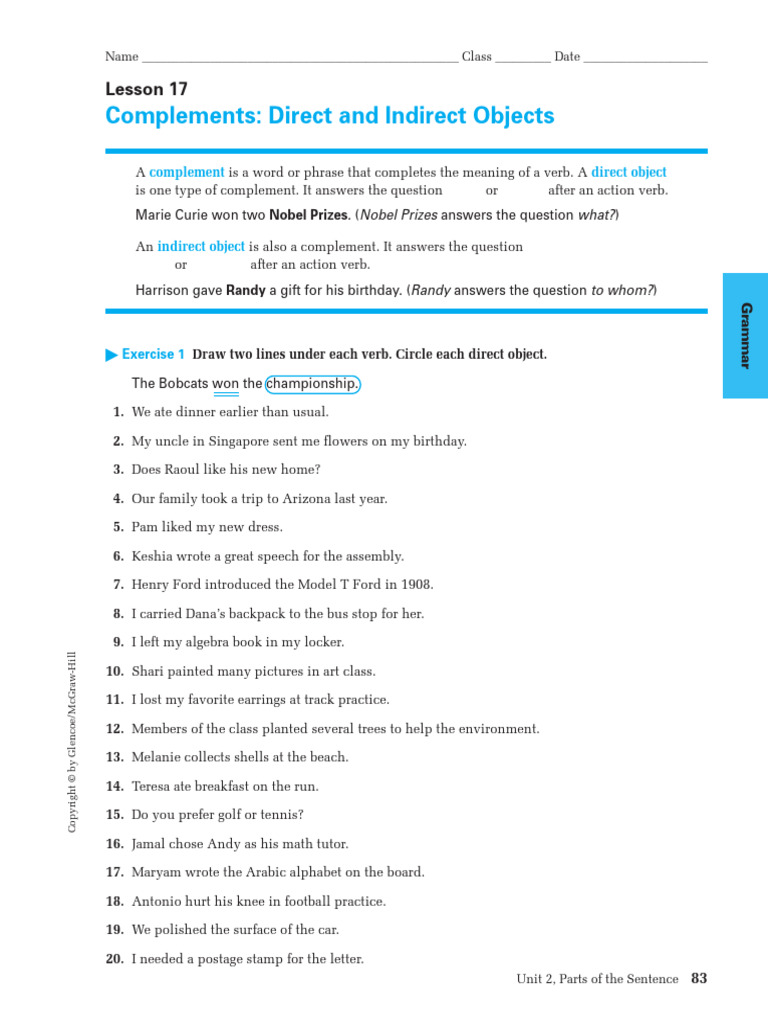 direct indirect objects | PDF | Linguistics | Grammar