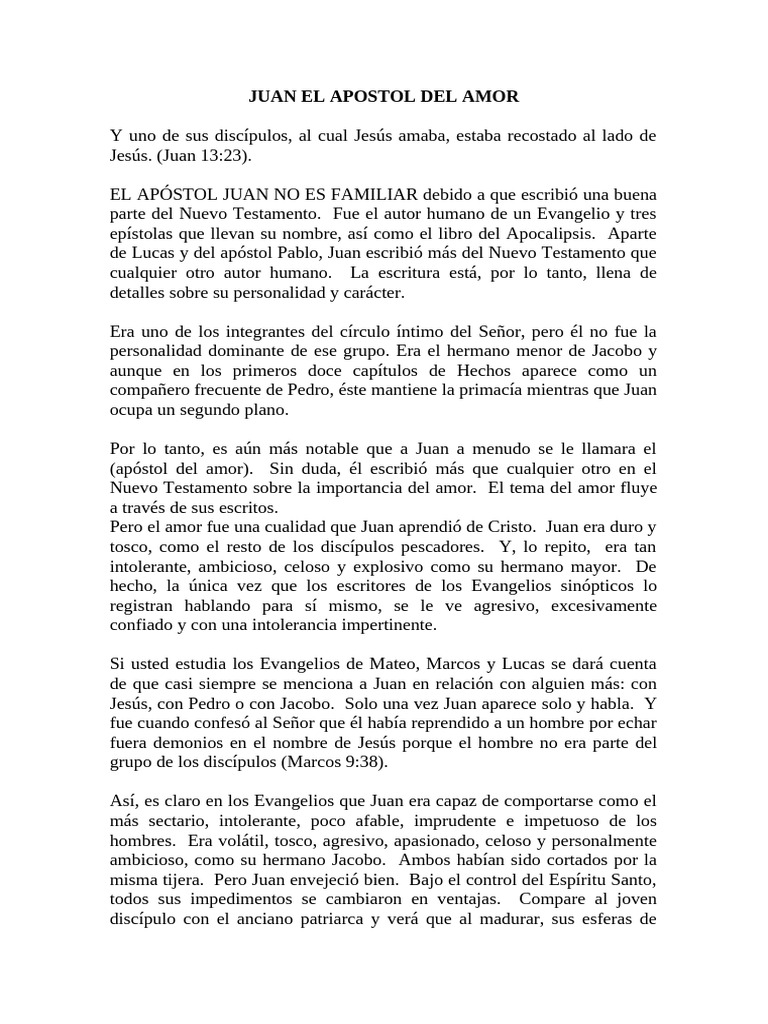 Juan: El Apóstol del Amor y la Verdad | PDF | Juan el apóstol | Jesús