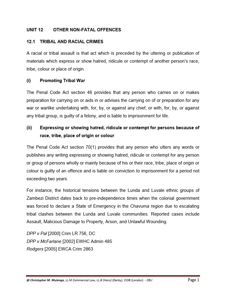 Criminal Law Unit 10 Other Non Fatal Offences | PDF | Domestic Violence ...