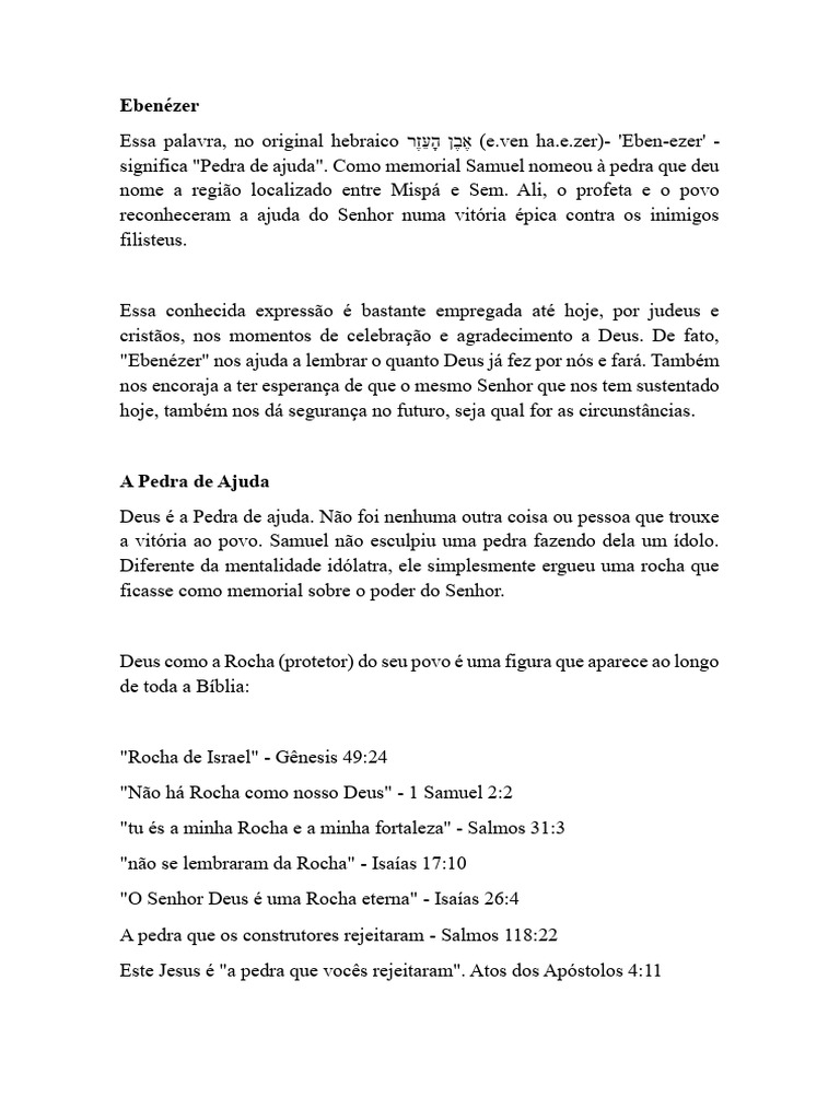 O Significado de Ebenézer na Bíblia | PDF