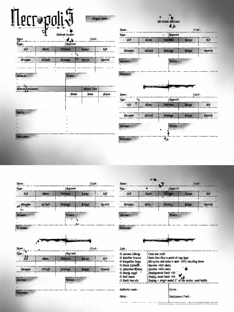 Necropolis Roster by Lablanche | PDF