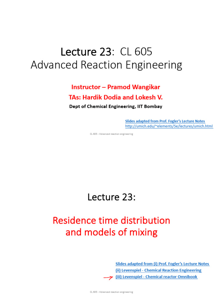 PW Lec23 RTD and Models PDF | PDF | Chemical Reaction Engineering ...