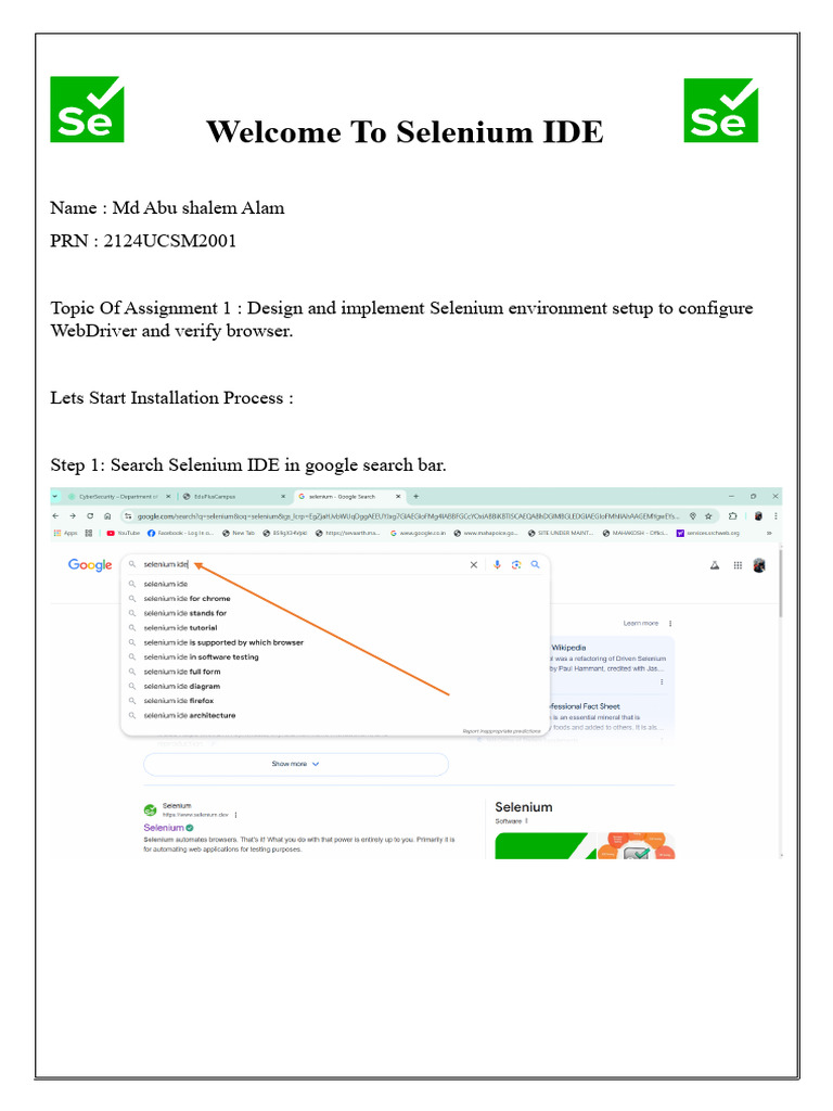 Selenium IDE Installation Guide | PDF