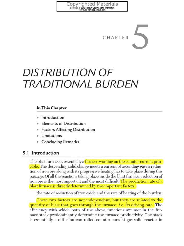 5 - Distribution of Traditional Burden | PDF | Gases | Blast Furnace