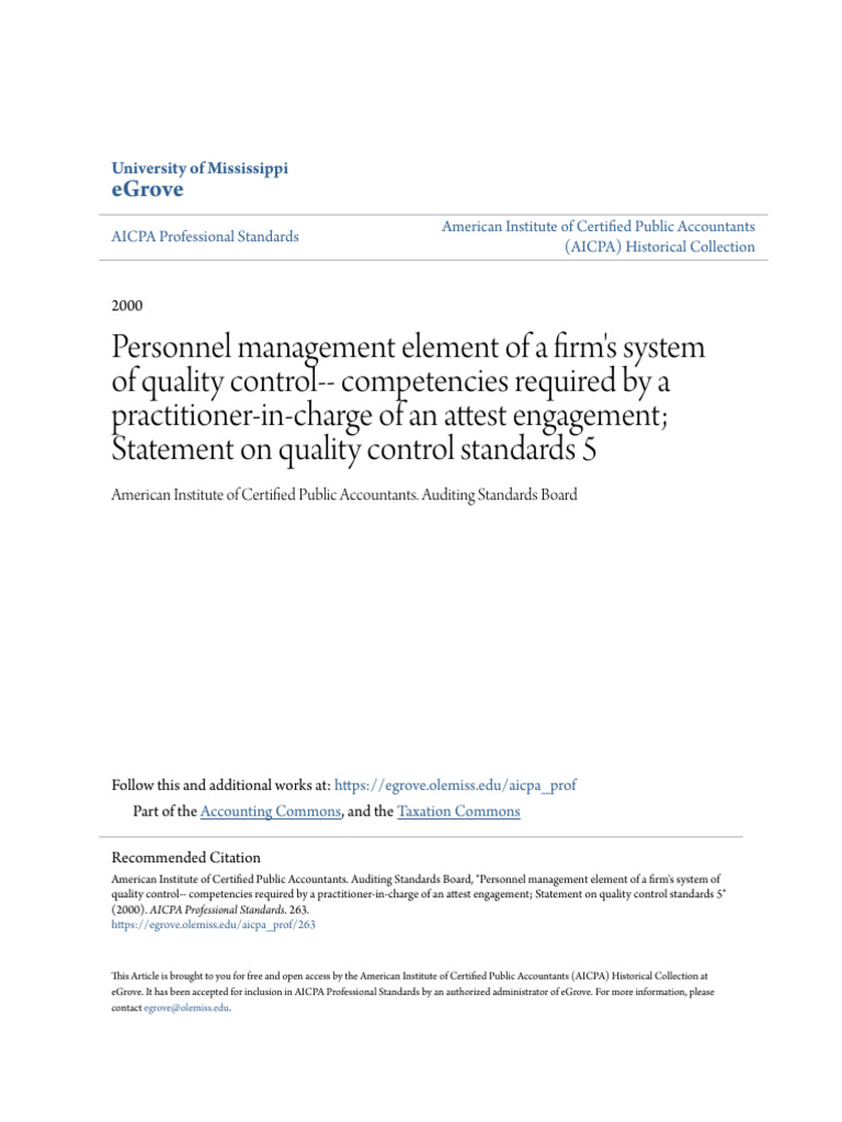 Personnel Management Element of A Firms System of Quality Contro | PDF ...