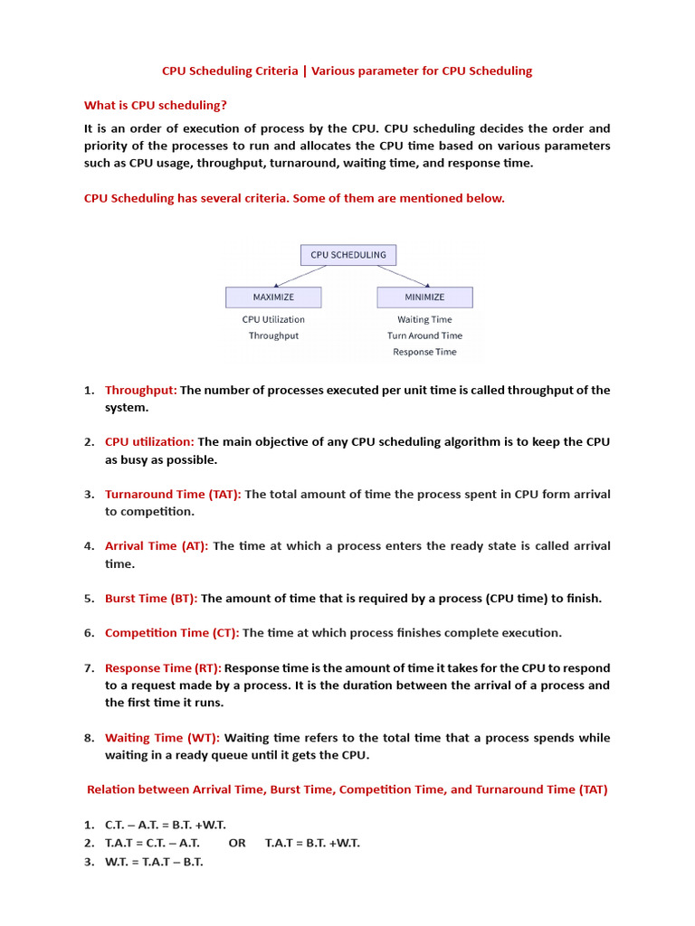 CPU Scheduling Criteria | PDF