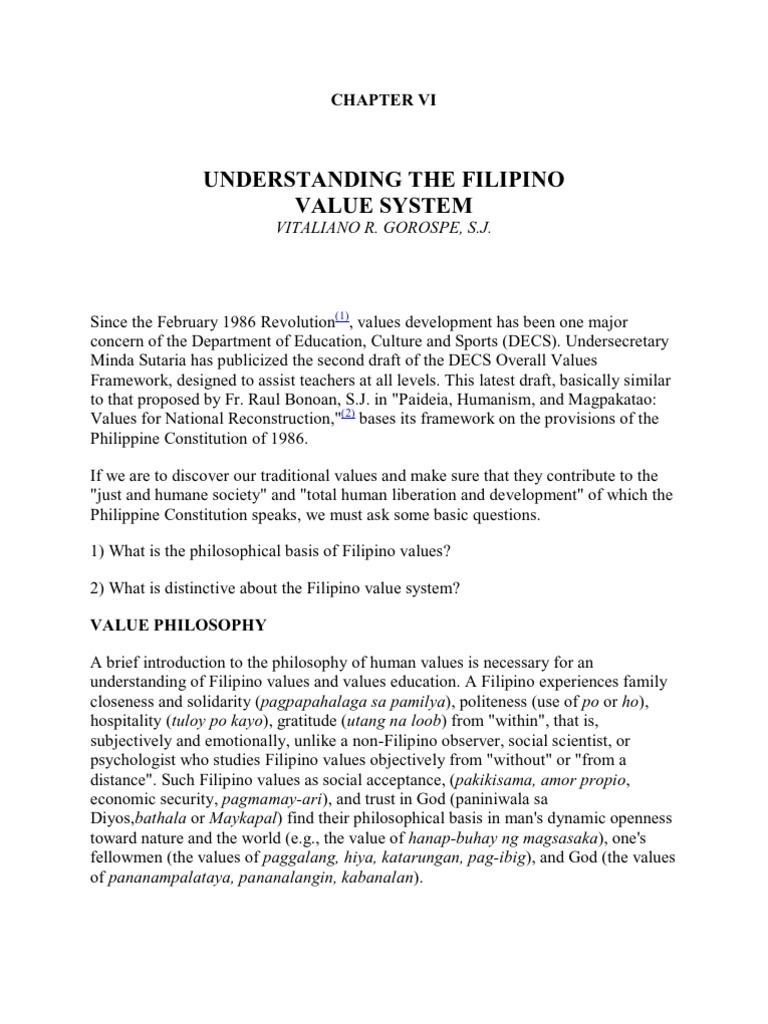 Understanding The Filipino Value System | PDF | Value (Ethics ...