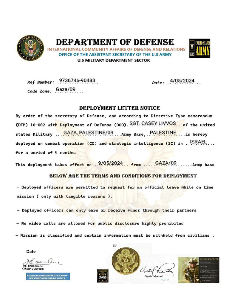 Deployment Letter - SGT Casey Livvos | PDF