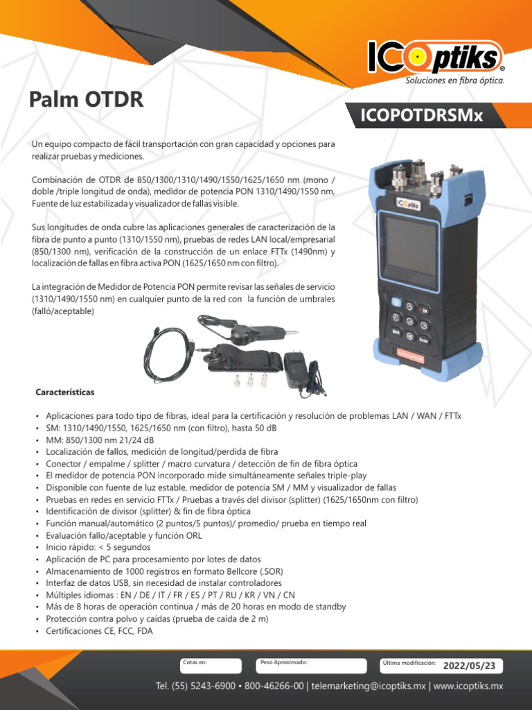 Icoptiks Icopotdrsmx-Otdr Palm para Construccion | PDF | Óptica ...