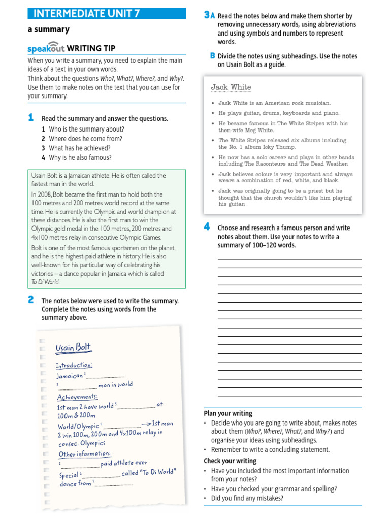 Writing Intermediate Unit 7 | PDF