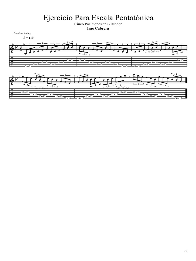 Ejercicio para Escala Pentatonica - Isac Cabrera | PDF